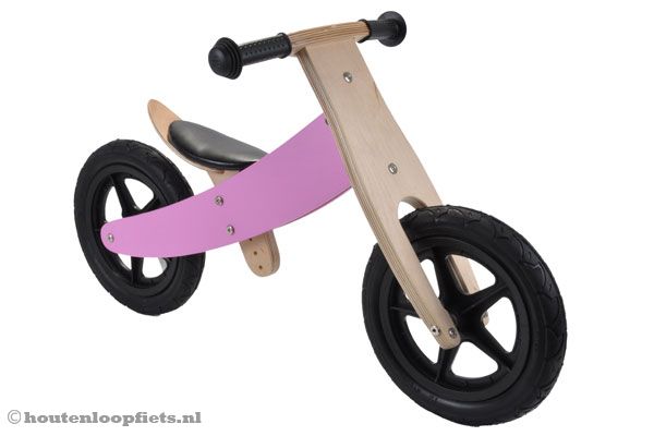 Houten loopfiets roze | verstelbaar zadel en frame | vanaf 2 jaar