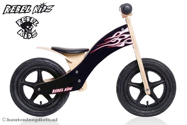 Rebel Kidz Flame Black | Houtenloopfiets.nl