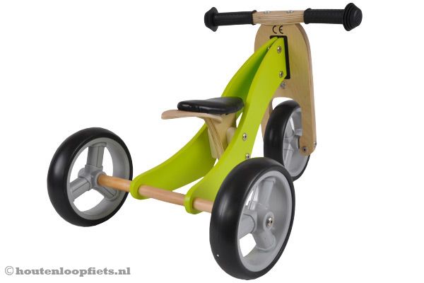 Woodtoys Smart bike 2 in 1 licht groen | Houtenloopfiets.nl