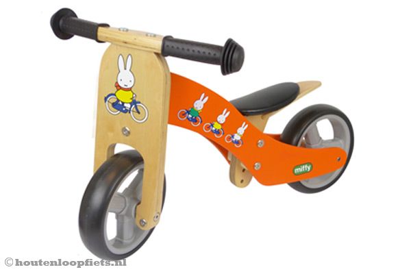 Woodtoys Smart bike 2 in 1 Nijntje oranje | Houtenloopfiets.nl